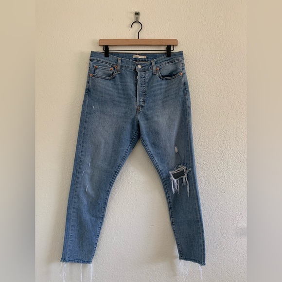 Levi's | Jeans | Levis Wedgie Skinny Jeans Womens Size 32 Blue High Rise Button Fly Distressed ...
